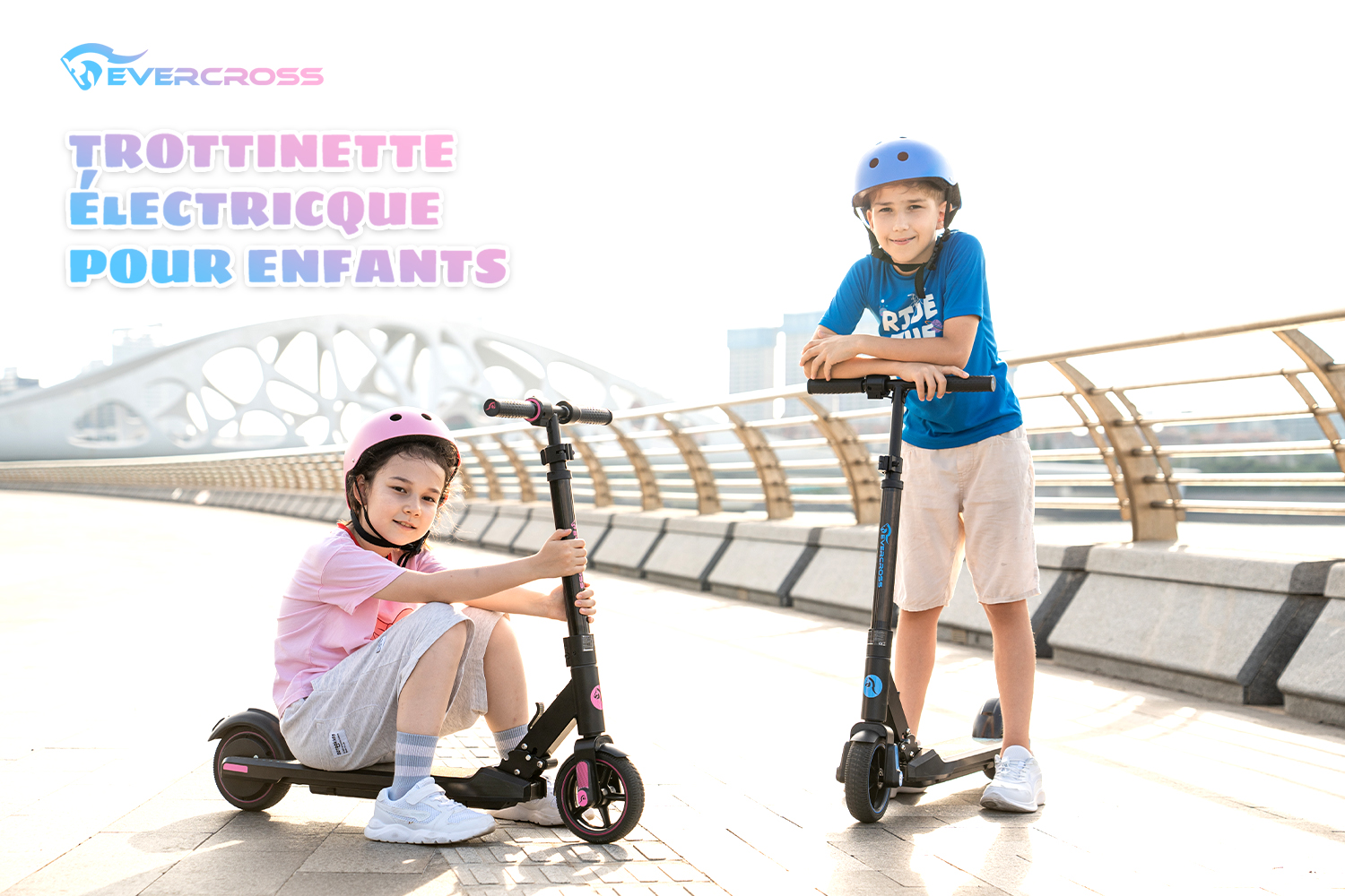 Trottinette Electrique Evercross Pliable Enfants 6-12 Ans 3 Vitesses et ...