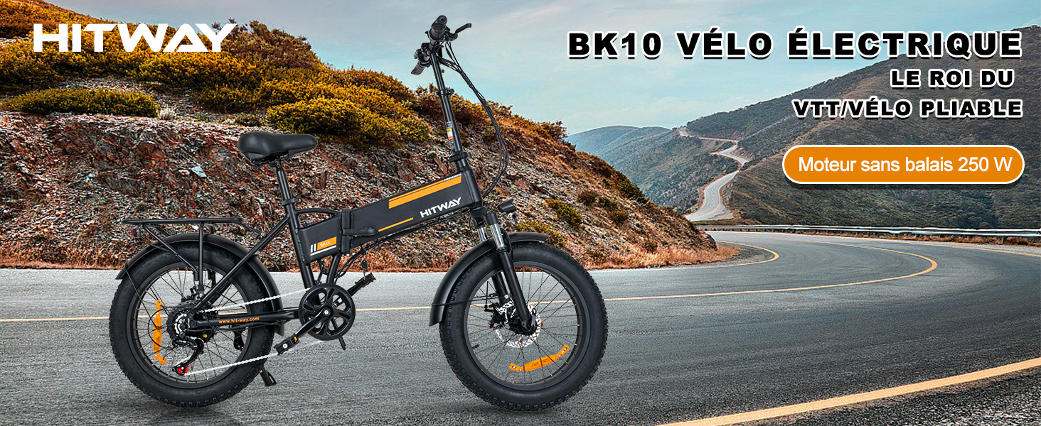 Vélo électrique Hitway Vélo électrique E-Bike 20 x4.0 Fat Tire, pliable ...