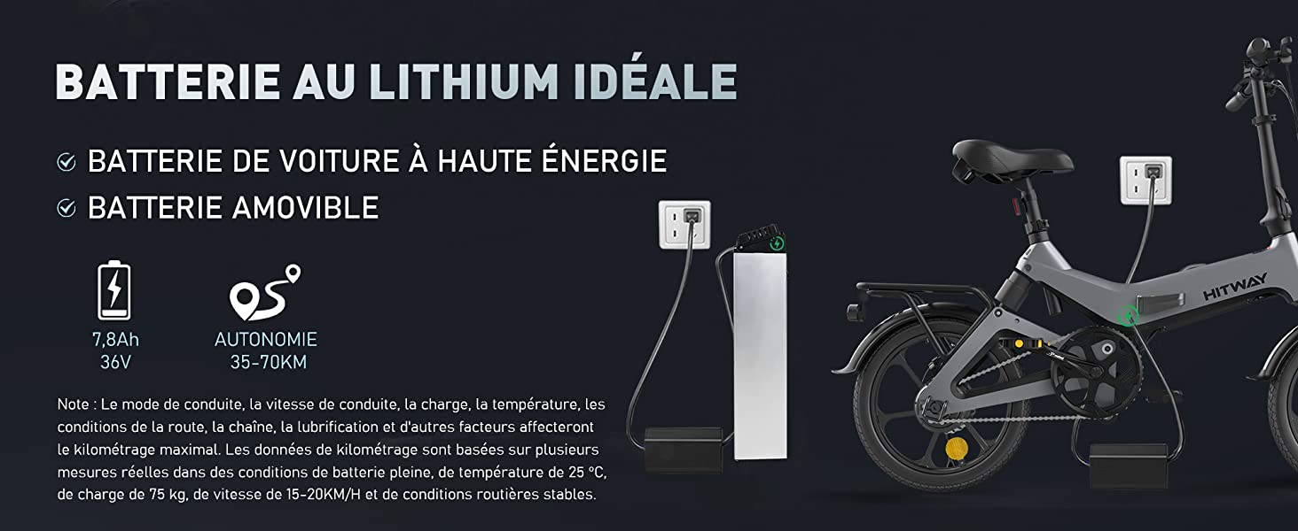 Hitway vélo électrique léger gris, 250w 36v VAE pliable d'assistance à ...
