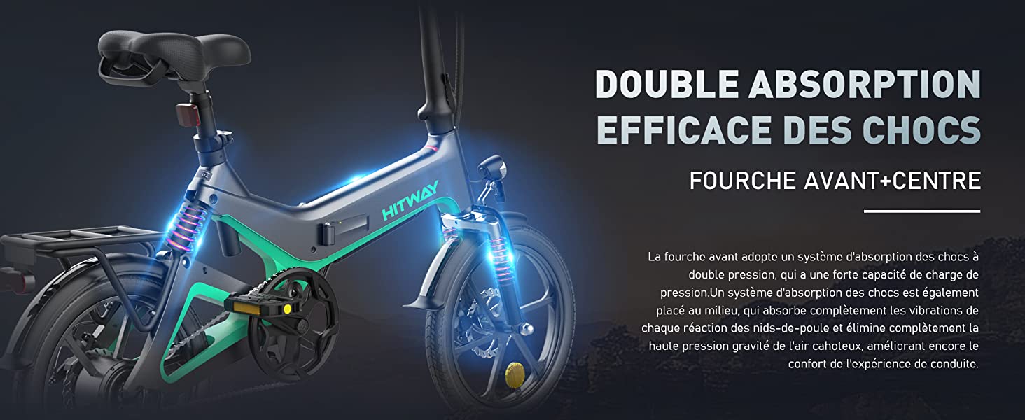 Hitway vélo électrique léger noir, 250w 36v VAE pliable d'assistance à ...