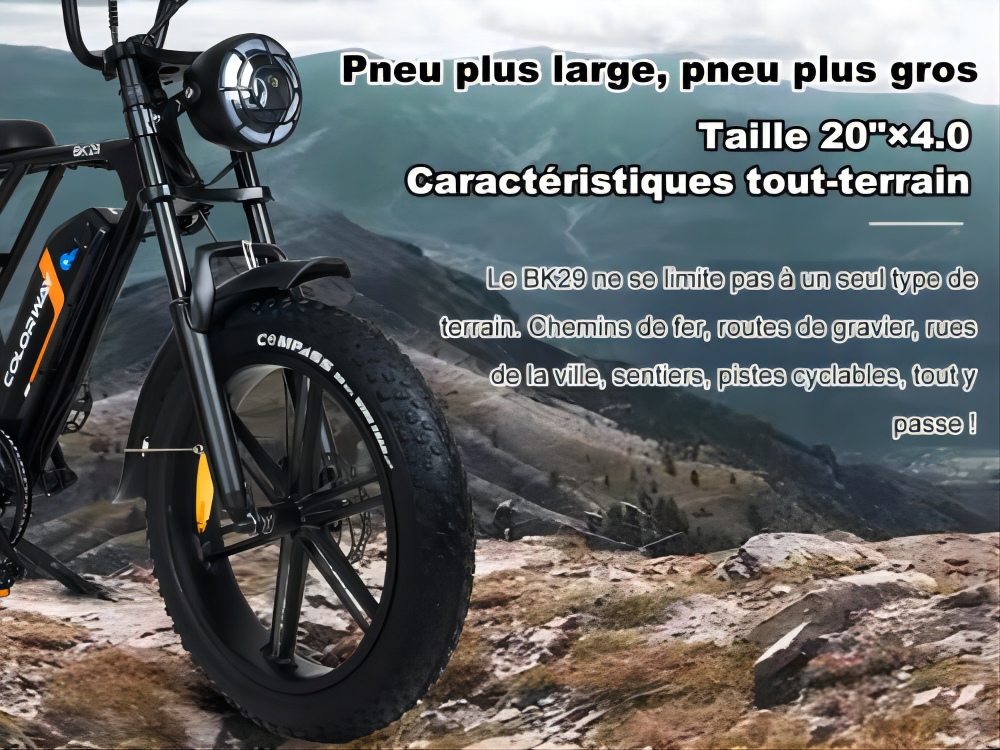 BK29 Vélo électrique - COLORWAY E-BIKE Tout Terrain de 20" avec Pneu 4. ...