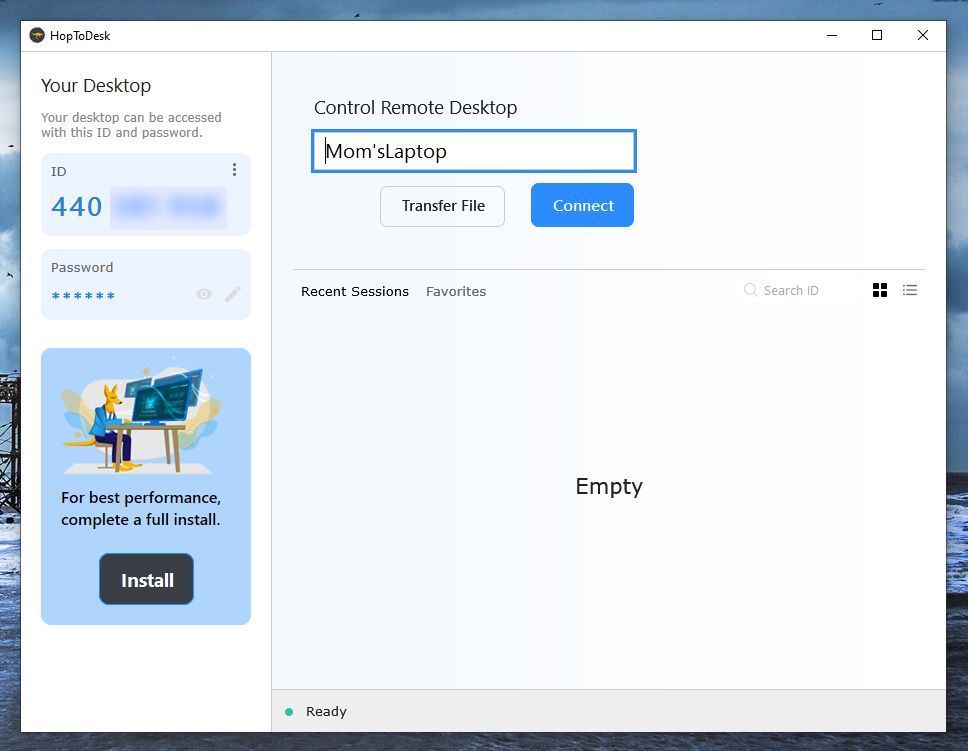 Logiciel de prise à distance pour PC (HopToDesk)