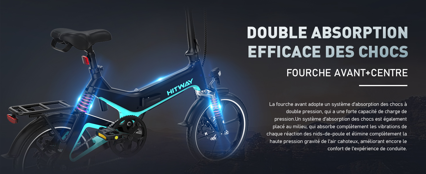 Vélo Électrique 16 Pliable HITWAY, 250W 36V 7,8Ah VAE d'assistance ...