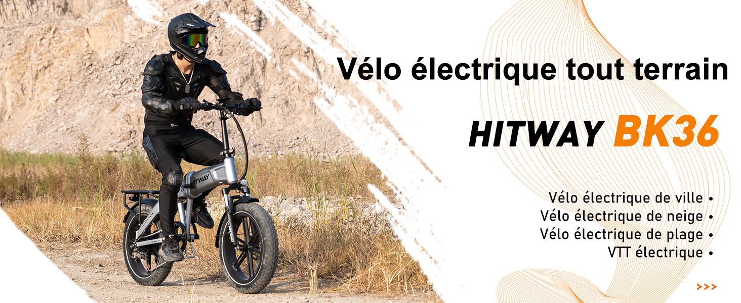 Vélo électrique VAE - HITWAY BK36 - 20 x 4.0 Gros Pneus - Batterie ...